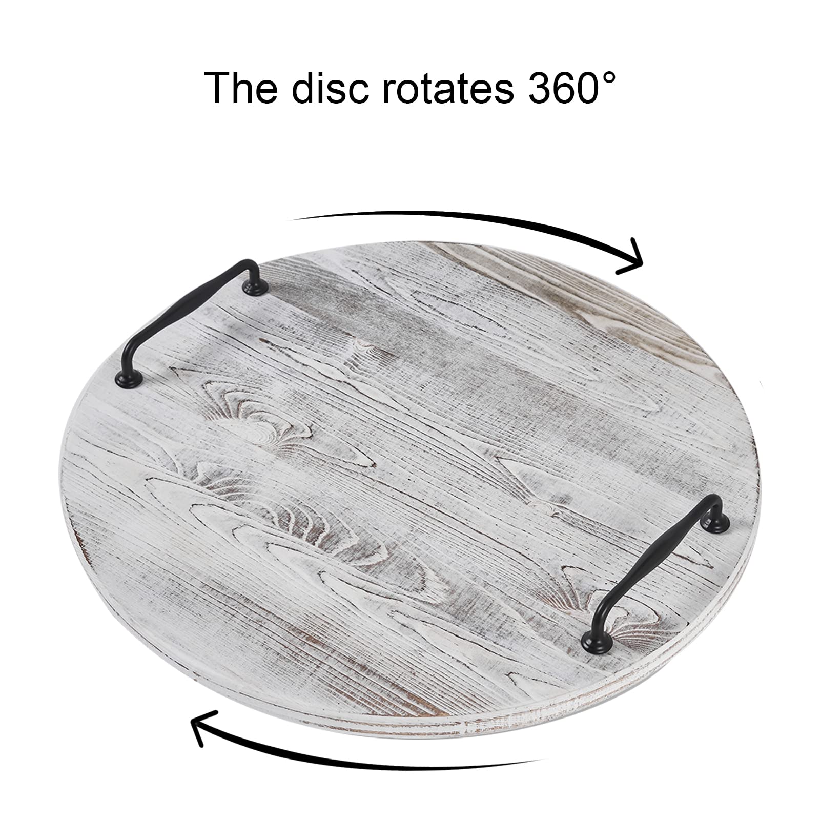 Wooden Lazy Susan for Table Turntable Organizer 18 Inch Large Lazy Susan Whitewashed Wood Serving Tray for Pantry Cabinet Countertop Round Spins Balanced Pine Spice Rack for Kitchen Essentials Storage