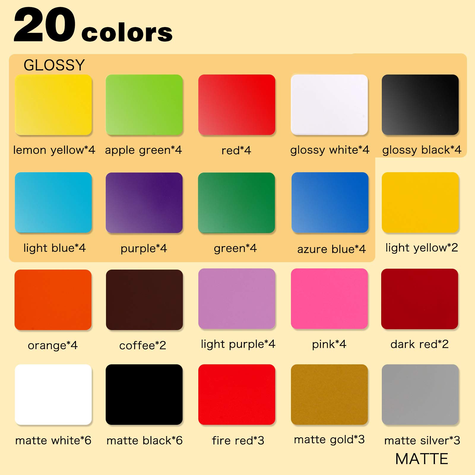 SGHUO 75 Sheets Permanent Vinyl Sheets for Cricut, 12" x 12", Adhesive Vinyl Sheets for Cricut, Cutting Machines, Car Decal, Deco Sticker