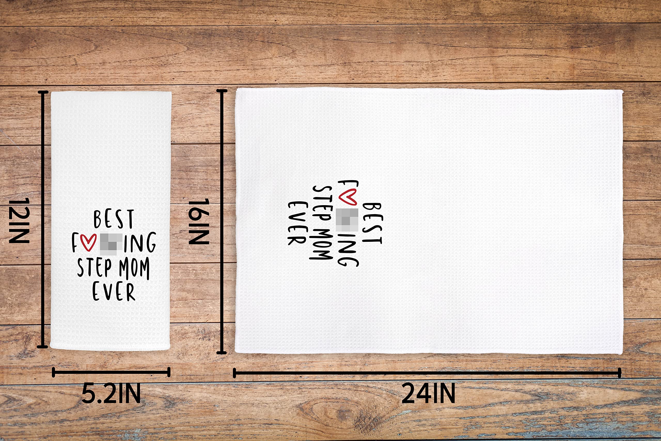 Step Mom Ever Kitchen Towels Dishcloths 24"x16", Funny Best Step Mom Gifts Beach Towels Bath Towels Hand Towels,Step Mom Stepmother Birthday from Stepdaughter Stepson