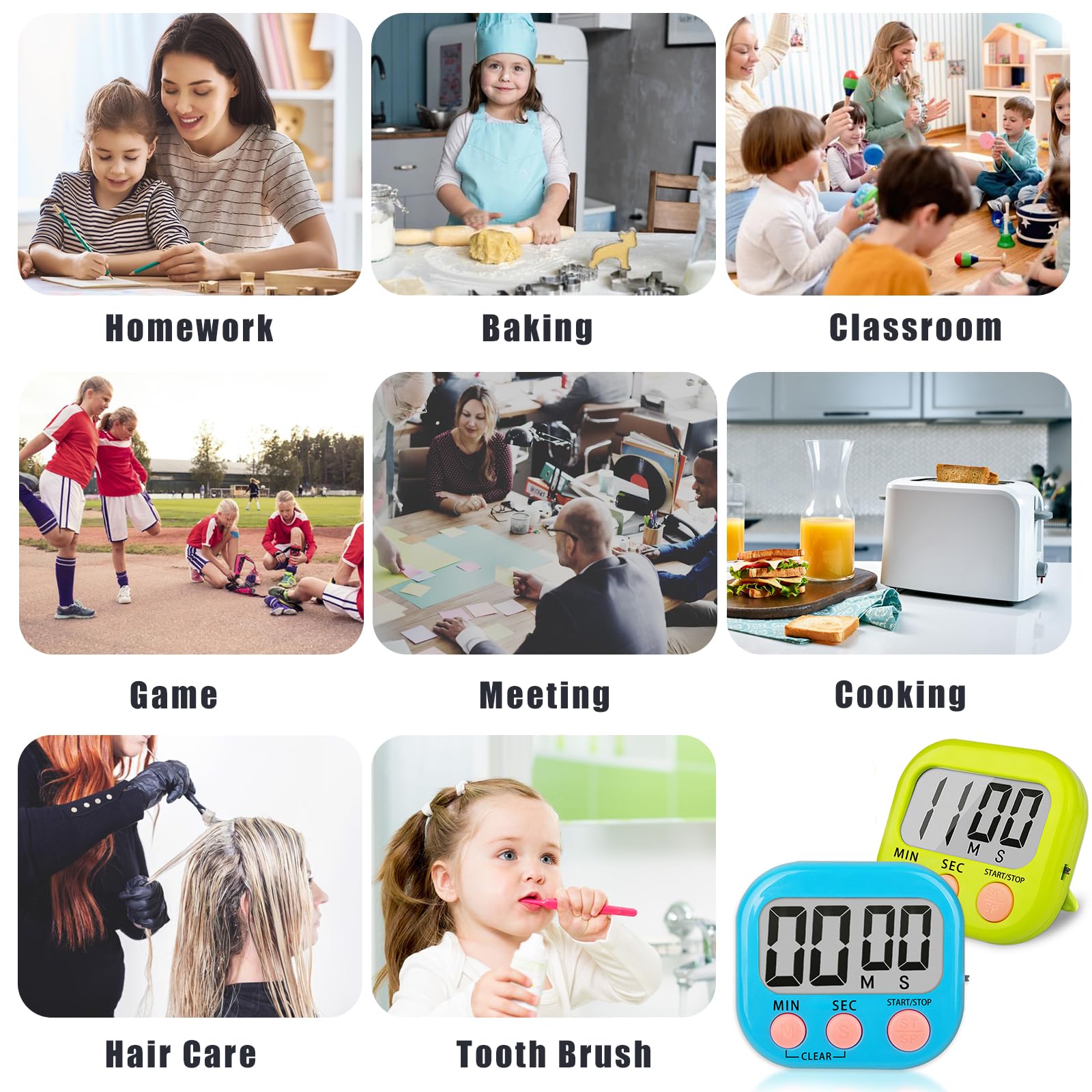 ZILLEEN Classroom Timer for Kids Teachers 2 Pack Digital Tmers