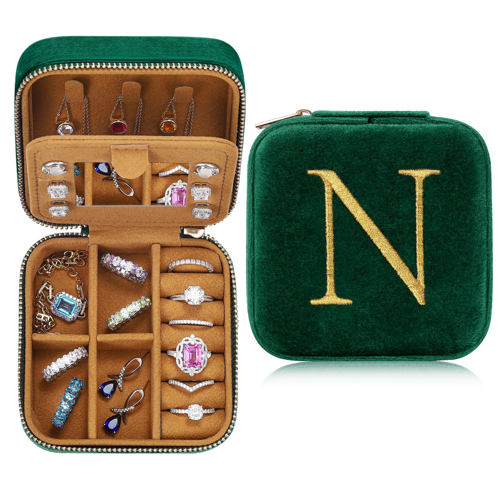 Parima Grandma Gifts - Grandma Mothers Day Gift Ideas, Nana Gifts, Personalized Birthday Gifts for Grandma, Plush Velvet Personalized Initial Jewelry Box Travel Jewelry Case N