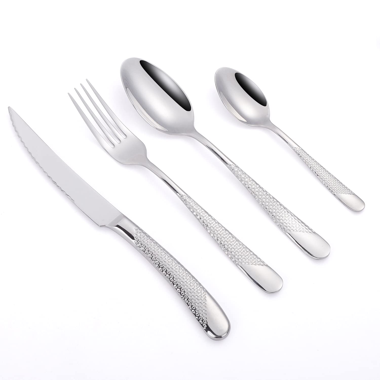 Zerophilo 16 Piece Silverware Set,Stainless Steel Flatware Set Spoon and Fork Set for 4,Kitchen Utensil Cutlery Set Mirror Finish Dishwasher Safe Gift Package (gold)