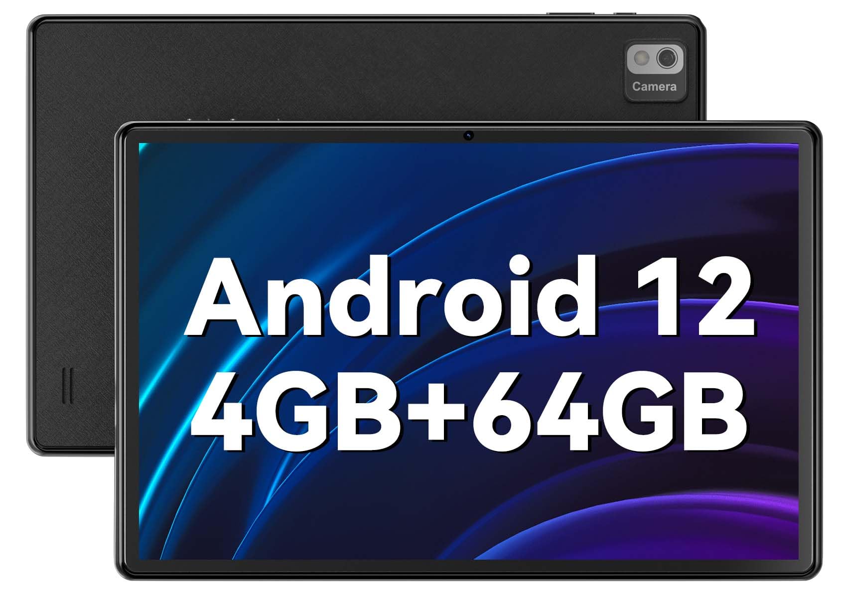 SGIN Android 12 Tablet, 10 Inch 4GB RAM 64GB ROM Tablet with 1280 * 800 IPS, Octa-Core 2.0GHz Processor, 2MP+5MP Dual Camera, WiFi, Bluetooth 5.0, GPS, 6000mAh, 256GB Expansion (Black)