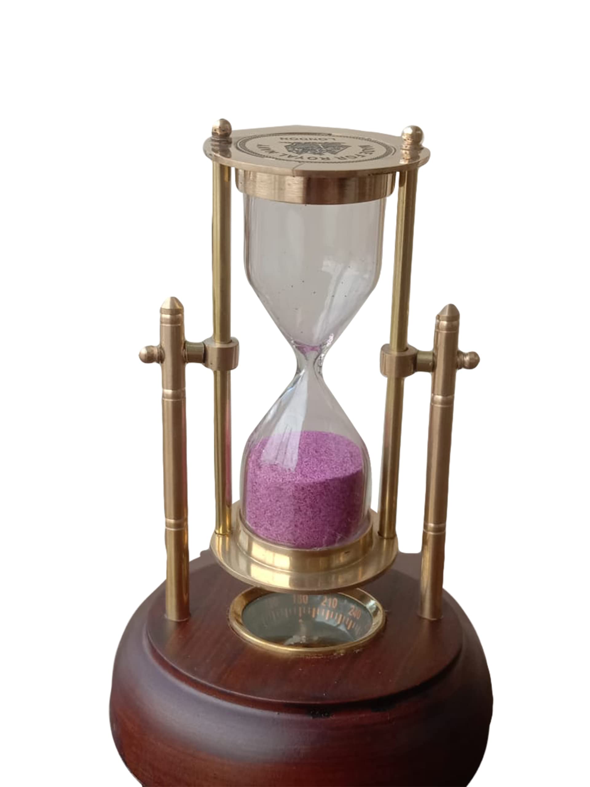 Vintage Brass Sand Timer Engraved Antique Hourglass for Classroom Desk Table Lightweight Beautiful 5 mintue Sand Timer Home & Office Decor