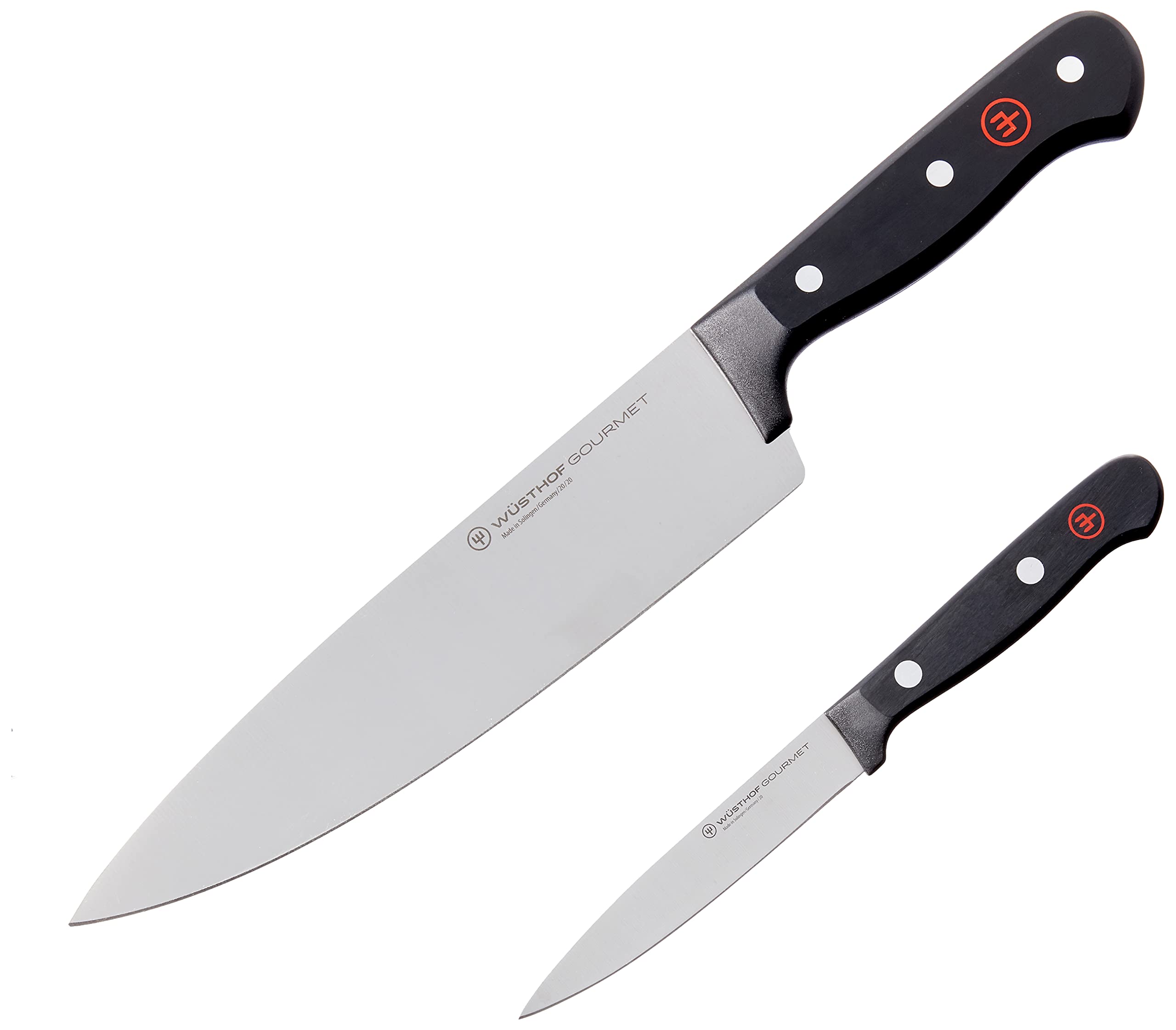 WÜSTHOF Gourmet 2-Piece Chef's Knife Set & Gourmet 7" Hollow Edge Santoku Knife