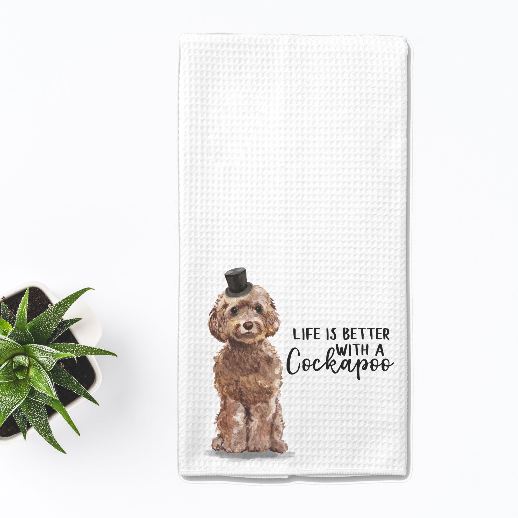 Watercolor Life is Better with a Cockapoo Microfiber Kitchen Tea Bar Towel Gift for Animal Dog Lover