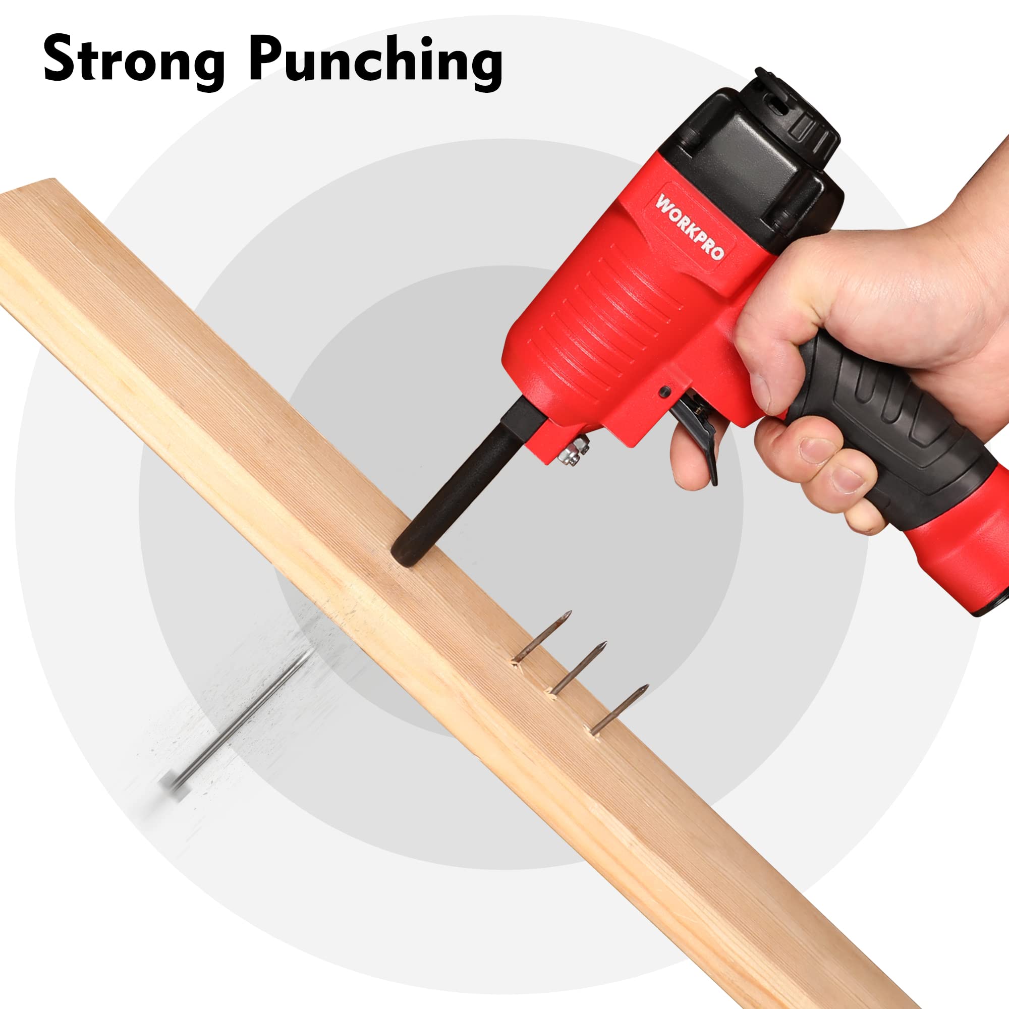 WORKPRO Pneumatic Nail Remover, Professional Heavy Duty Punch Nailer/Nail Puller/Nail Remover for Wood Workpieces, 60-100 PSI Denailer Removes 9-16 Gauge Nails