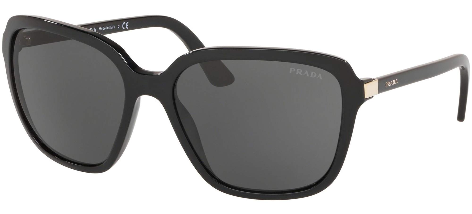 Prada PR 10VS 1AB5S0 Black Plastic Square Sunglasses Grey Lens