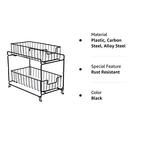 SUFAUY Pull-Out Sliding Drawer, 2 Tier Cabinet Organizer Metal Basket for Countertop Bathroom Storage, 123456