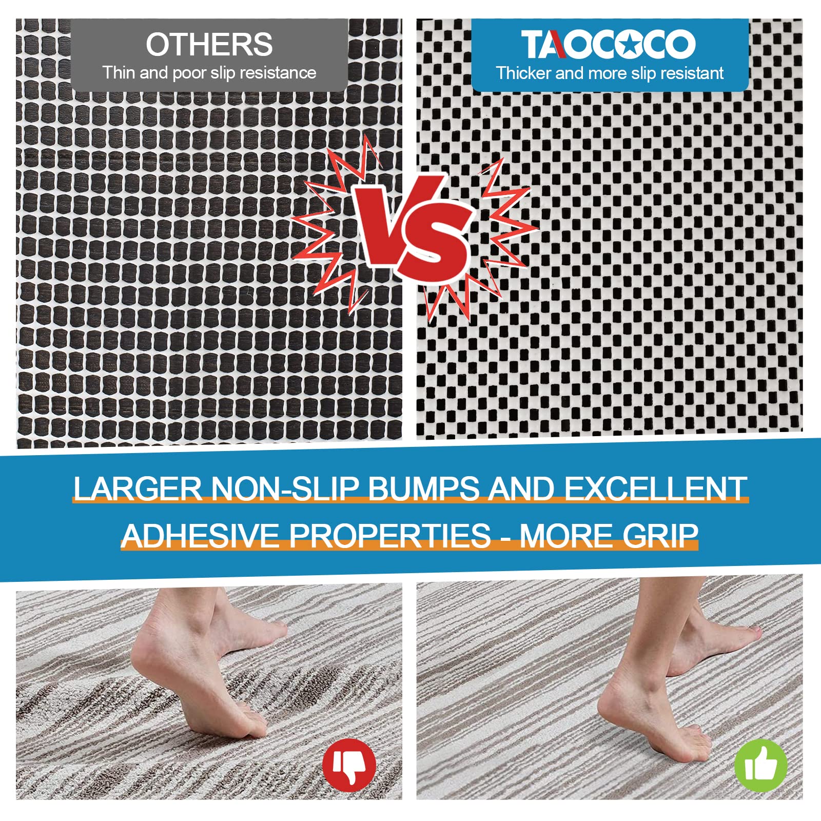 TAOCOCO Couch Cushions Gripper Slide Stopper Cushion Grips for Couch, Keep Couch Cushions from Sliding, Free Trim Non Slip Gripper Pad for Chair Sofa Futon Mattress Rug (Oversized Sofa, 22'' × 78'')