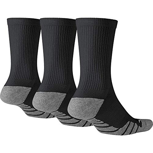 Nike Women's Everyday Max Cushion Training Crew Sock (3 Pair), Nike Socks with Cushioned Comfort & Dri-FIT Technology, Black/Anthracite/White, M
