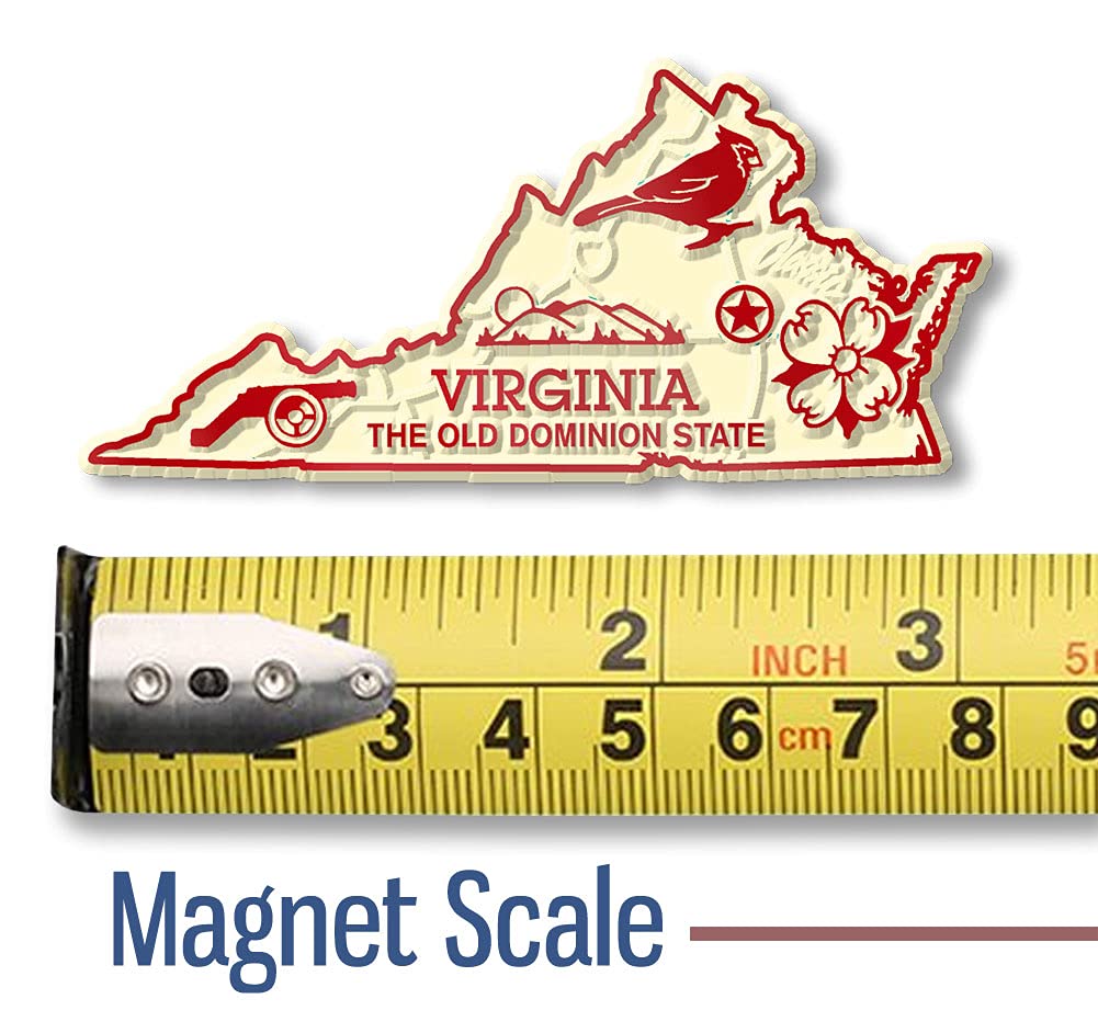 Virginia Small State Magnet by Classic Magnets, 3.1" x 1.5", Collectible Souvenirs Made in The USA