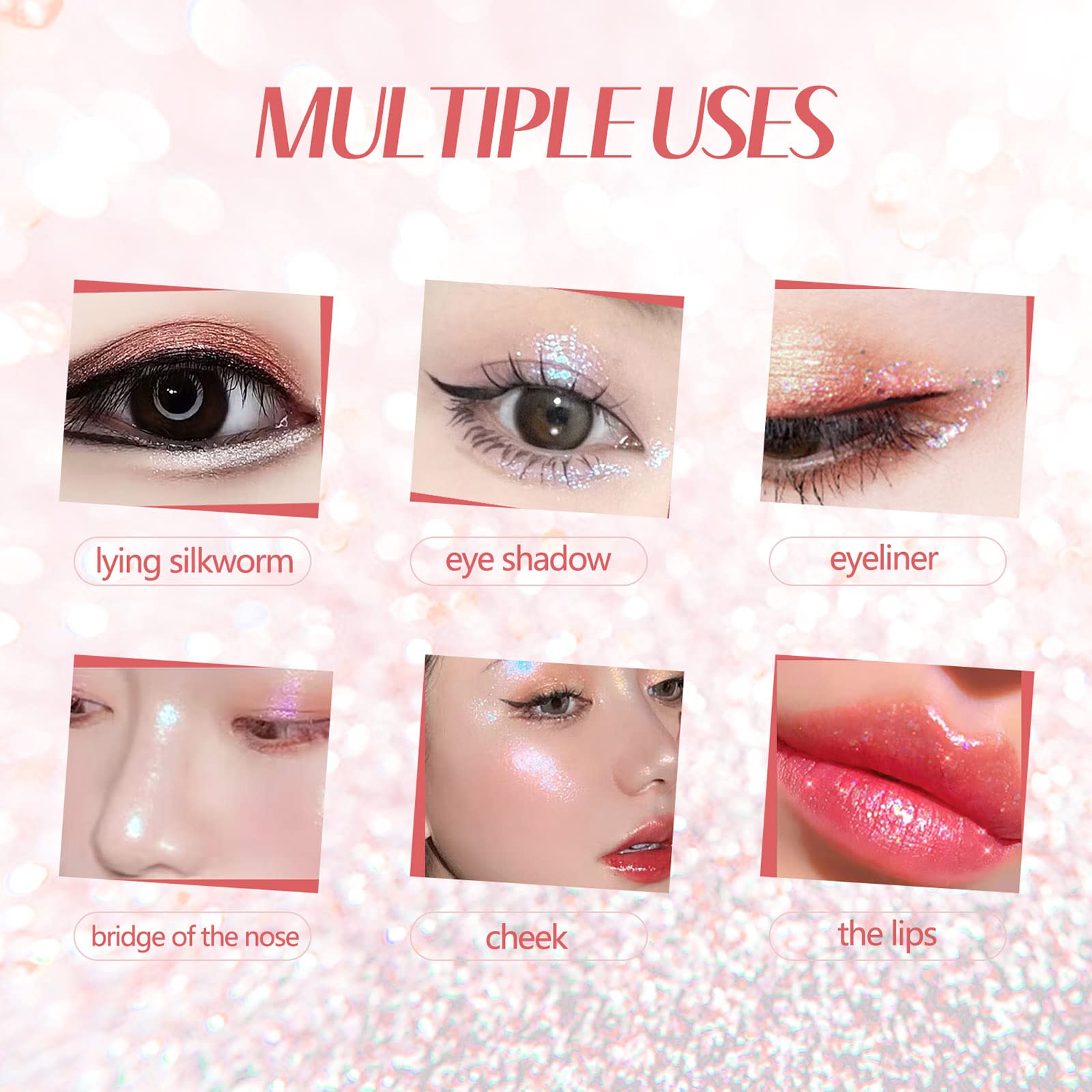 SUMEITANG 8Pcs Liquid Glitter Eyeshadow,Highly Pigmented Shimmer Metallic Sparkling Eye shadow,Multi-Dimensional Sparkle Finish,Long Wearing,Quick-Drying Liquid Eyeshadow for Crystal Eye Makeup