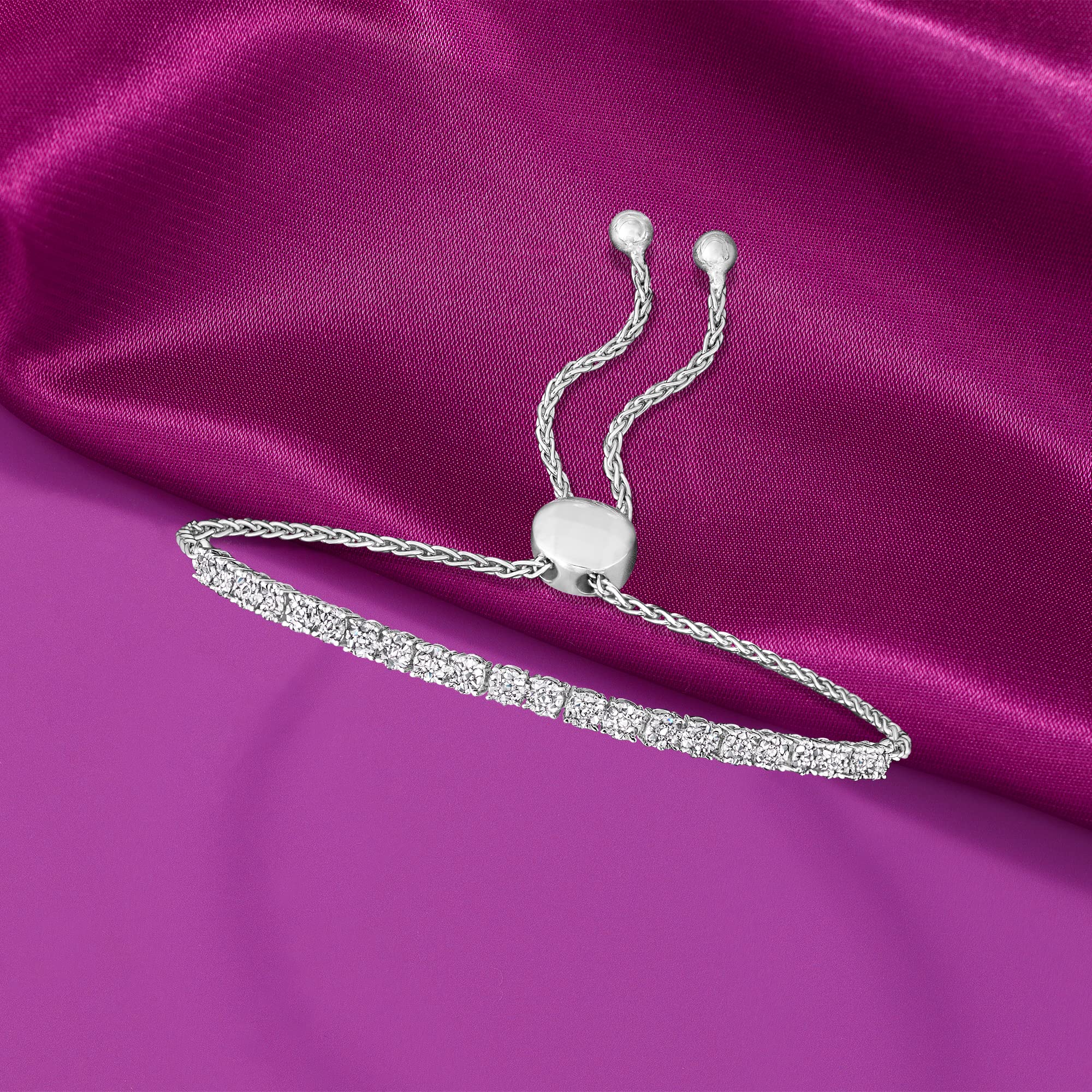 Ross-Simons 0.50 ct. t.w. Diamond Cluster Bolo Bracelet in Sterling Silver