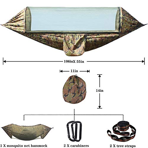 SanMiLa-Rollover Camping Hammock Double & Single Portable Hammocks with Mosquito/Bug Net for Outdoor Travel (Camouflage)
