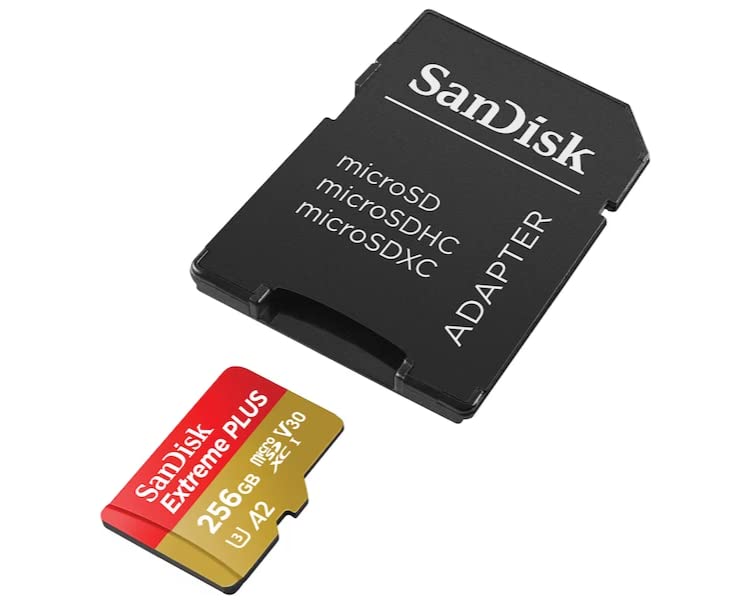 SanDisk Extreme Plus microSDXC UHS-I Card with Adapter, 256GB, SDSQXBD-256G-AN6MA