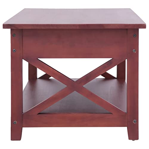 QJBSAVVA Coffee Table Brown 39.4"x21.7"x18.1" Solid Mahogany Wood,Industrial Tables Floor Standing Table Cocktail Table Suitable for Meeting Rooms, Reception Rooms, Offices