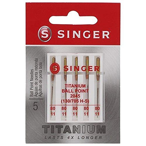 Singer 2020 (130/705H) Titanium Universal Regular Point Sewing Machine Needles - Size 80/11