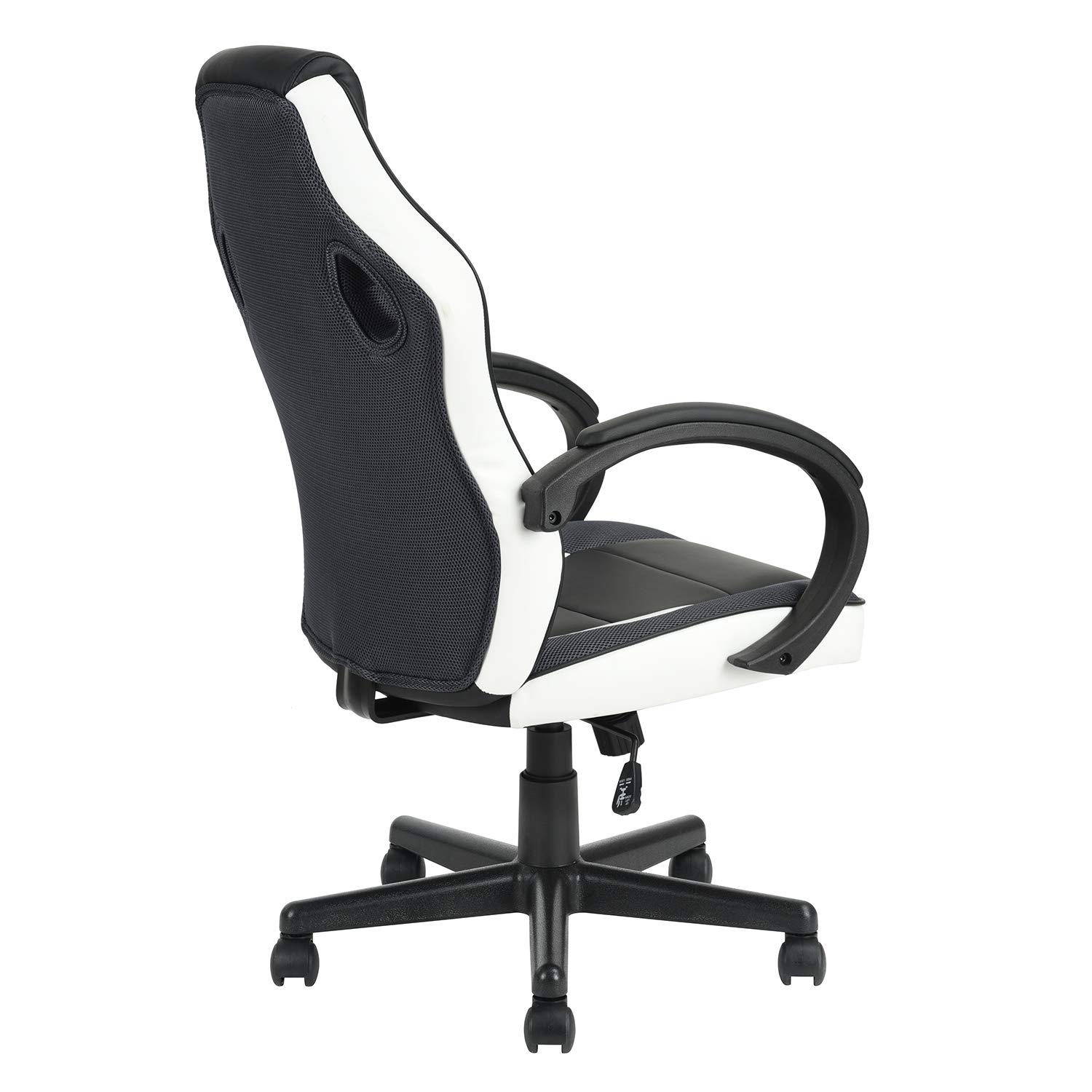 Office Chair, Ergonomic Computer Gaming Chair PU Leather Comfortable Swivel Task Home Office Executive Desk Chair High Back with Padded Armrests, Black/White