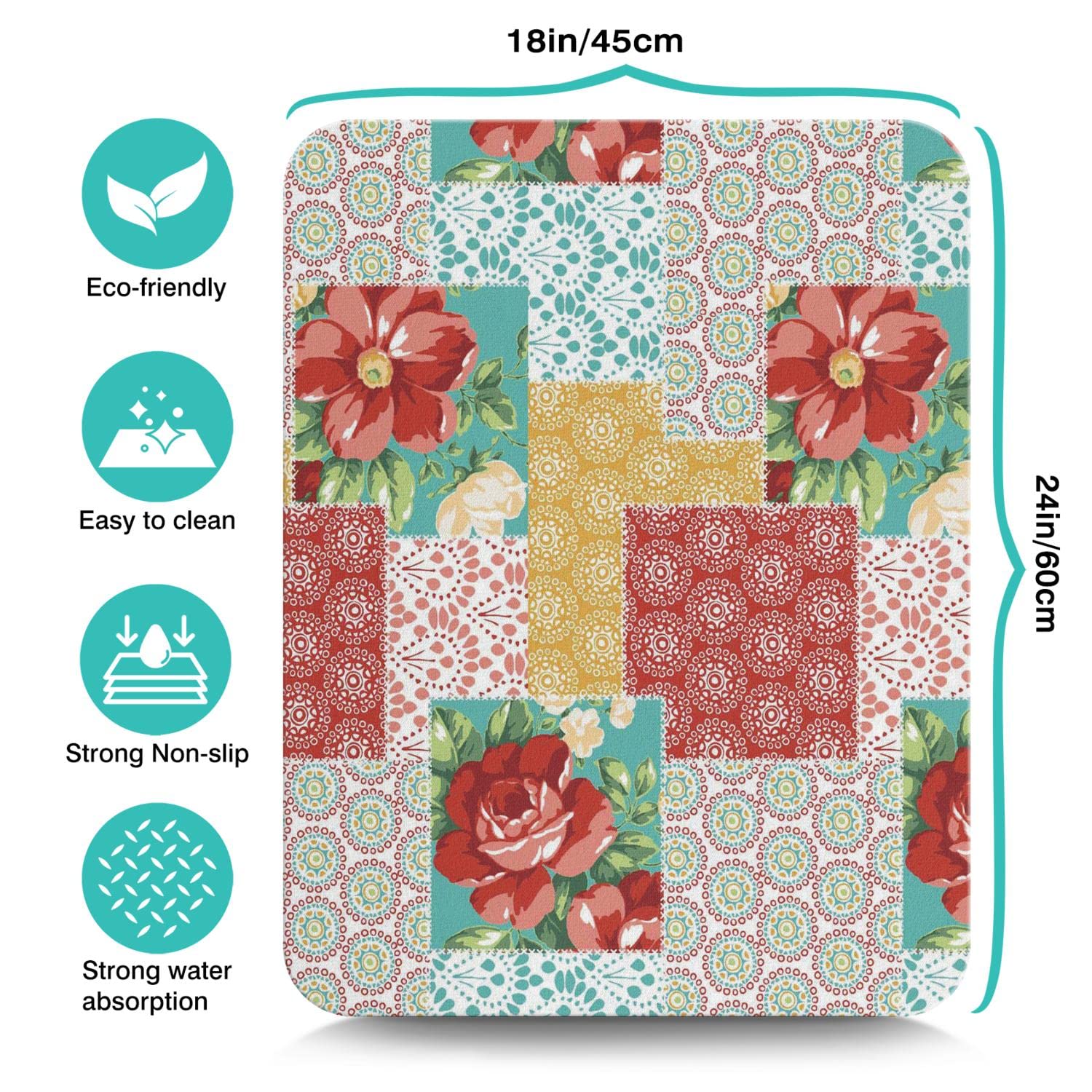 Washable Rubber Pioneer Dish Drying Mats For Kitchen Counter Home Large Coffee Bar Pad Accessories And Decor For Utensils Stemware (18''x24'')
