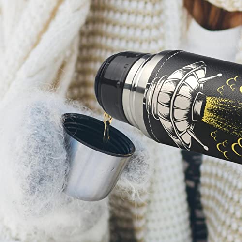 Water Bottle Ufo Sunset Retro Mug 16Oz Stainless Steel Insulated Tumbler Coffee Mug Travel Vacuum Cup 10.2x2.6 in