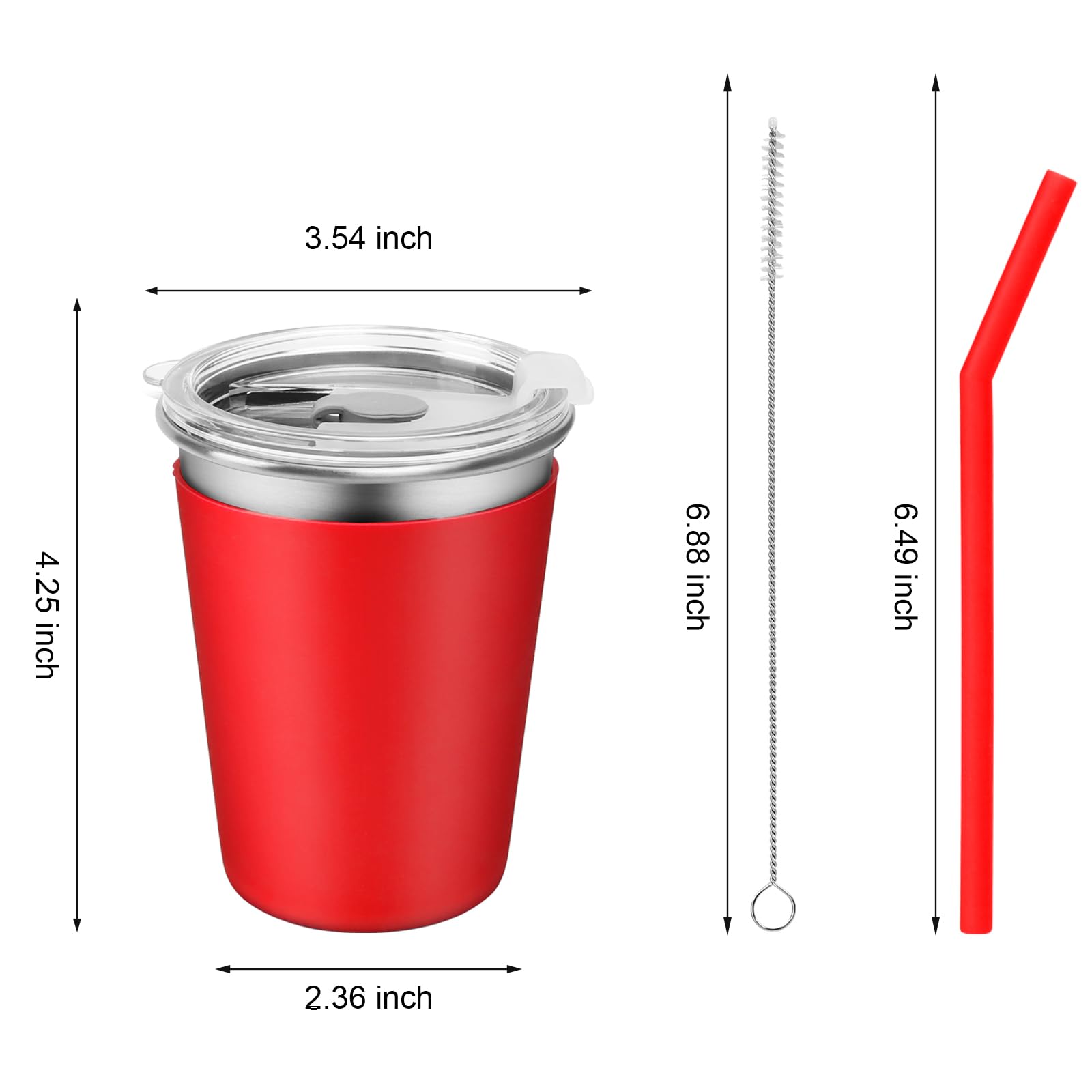 Rommeka Straw Cups For Kids, 12oz Stainless Steel Toddler Cups with Straws and Lids, Unbreakable Spill Proof Cups for Kids, Fits Most Cup Holders and Dishwasher Safe, 6 Pack