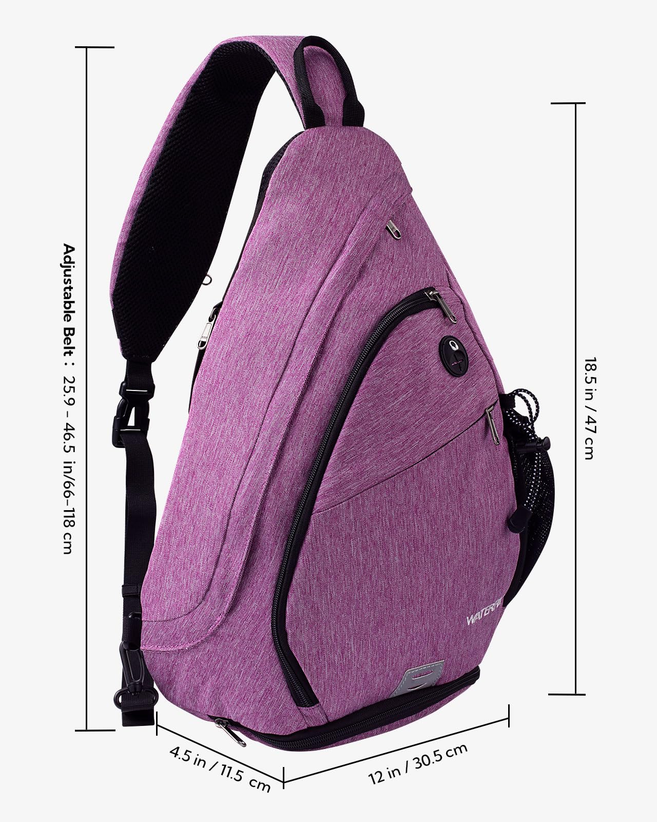 WATERFLY Sling Bag Crossbody Backpack: Over Shoulder Daypack Casual Cross Chest Side Pack