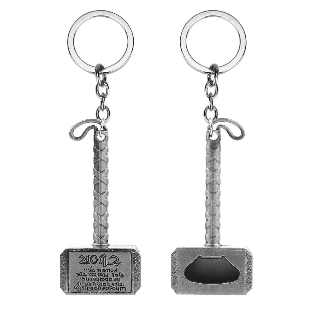 VNFLY Hammer Keychain Bottle Opener, Beer Gifts Bottle Opener for Men, Husband, Dad, Grandpa, Boyfriend (Silver)
