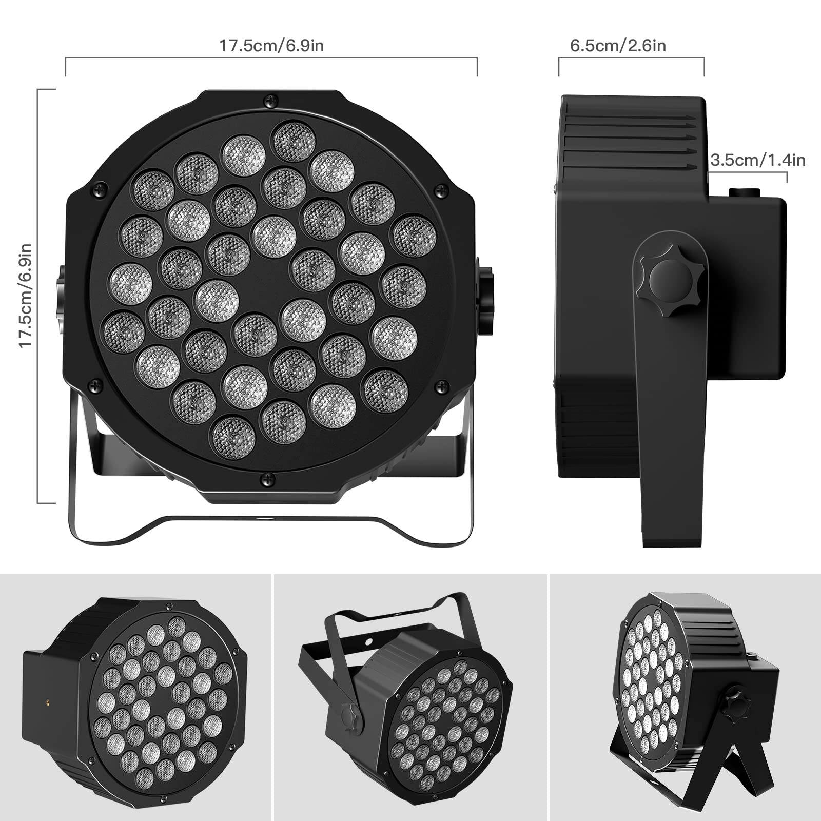 Rechargeable Stage Par Lights U`King RGB 36 LED Battery Powered Par Wireless Uplights with DMX and Remote Control Uplighting Light for DJ Disco Events Wedding Birthday Party Indoor Live Show Bar