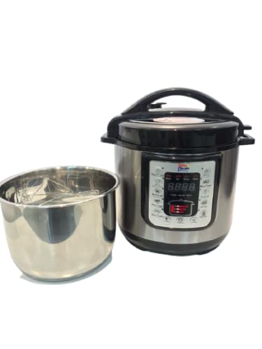 W4H 6 Qt 8-in-1 Multi-Use Programmable Electric Pressure Cooker for Rice, Steam, Meat, Stew, Pressure Cooking, Slow Cooking, Saute - Touch LED Panel, Stainless Steel, Dishwasher Safe - Silver, 6 L