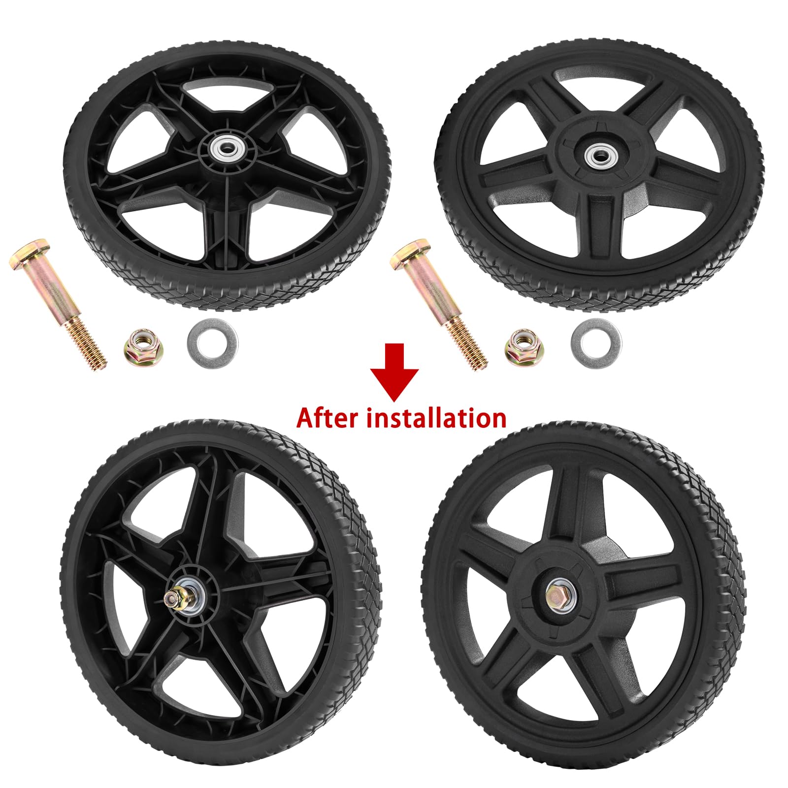 Parts Camp Lawn Mower Wheel kits 7 inch Wheels for Push Mower(Set of 2)