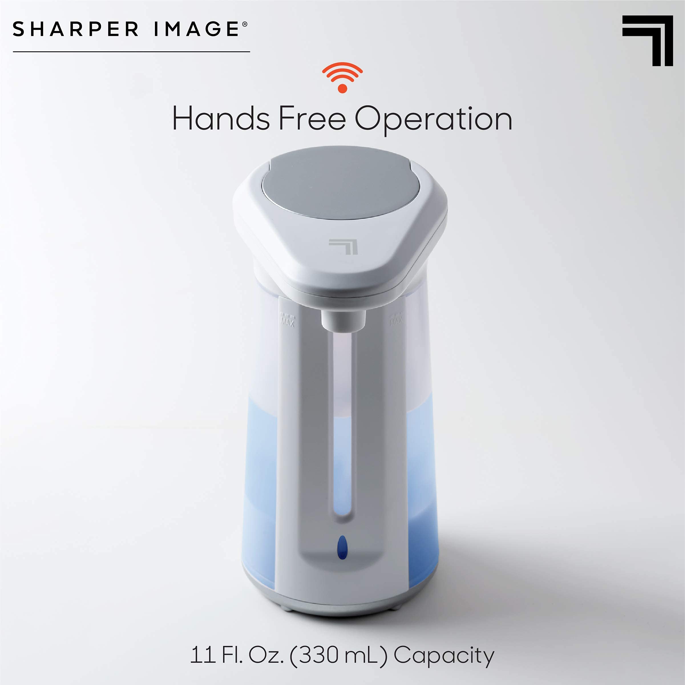 SHARPER IMAGE Touchless Soap Dispenser, Motion Activated Pump for Soap and Hand Sanitizer, Adjustable Dispensing Volume, Battery Operated Hands Free