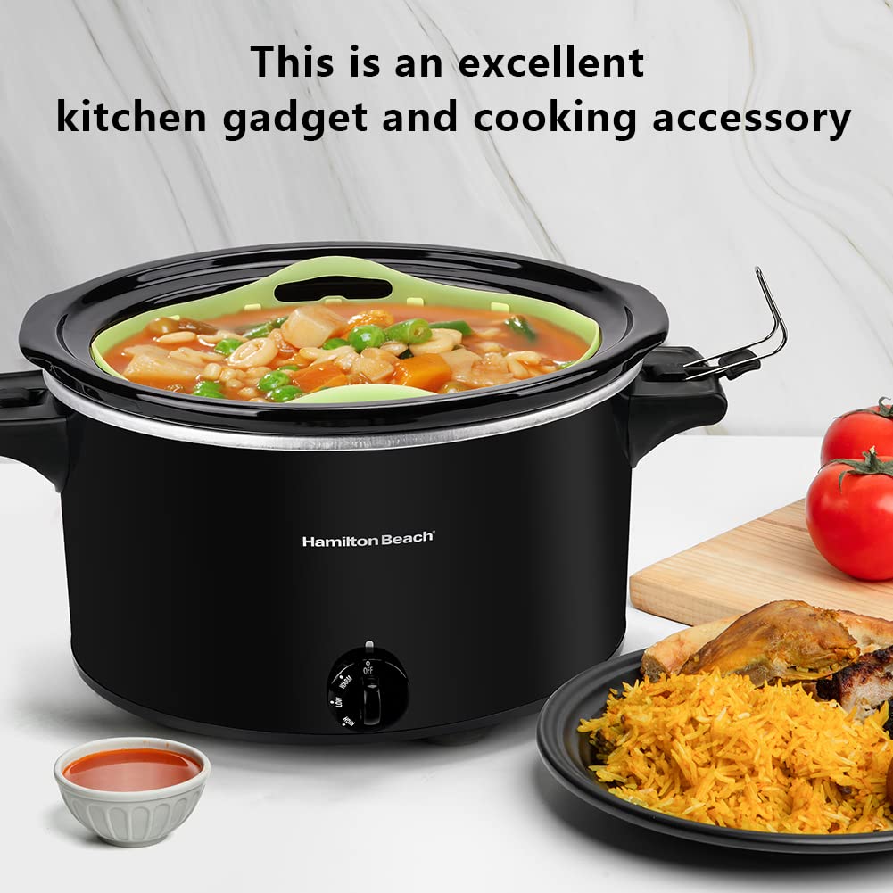 Silicone Slow Cooker Liners Fit 6-7-8-10 Quarts, Reusable Slow Cooker Liners with Buttons and Hooks (2, Blue+Black)