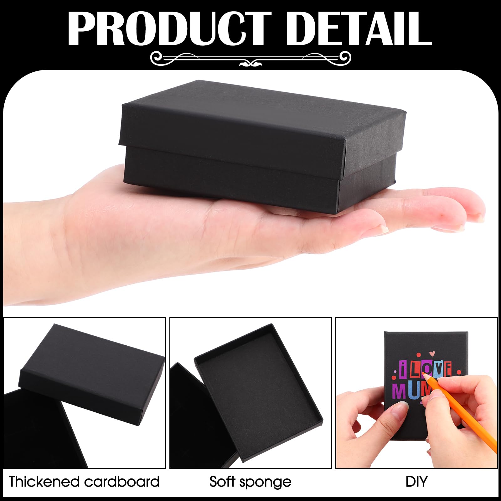 Sasylvia 72 Pcs Jewelry Gift Boxes 2.76 x 3.54 x 1.18'' Jewelry Packaging Boxes Necklace Box Cardboard for Valentine's Day(Black)