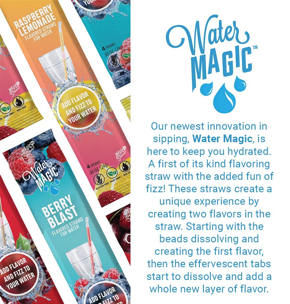 Water Magic Immune Defense Water Flavoring Straws - 1 Box of 7 Mega Orange Flavored Water Straws