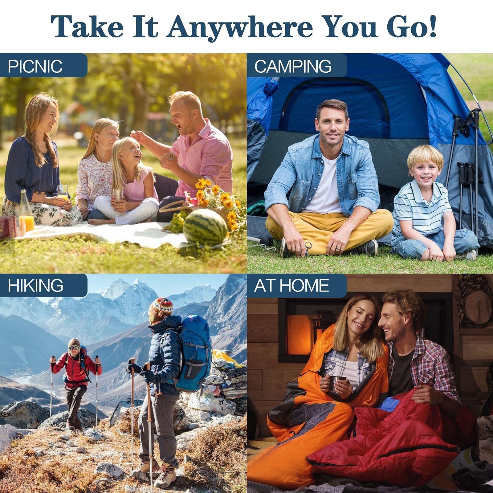 Sleeping Bags for Adults, Teens & Kids - Use for 3-4 Seasons, Warm & Cold Weather - Lightweight, Portable, Waterproof, Use for Backpacking, Hiking and Camping (Sky Blue/Left Zip)