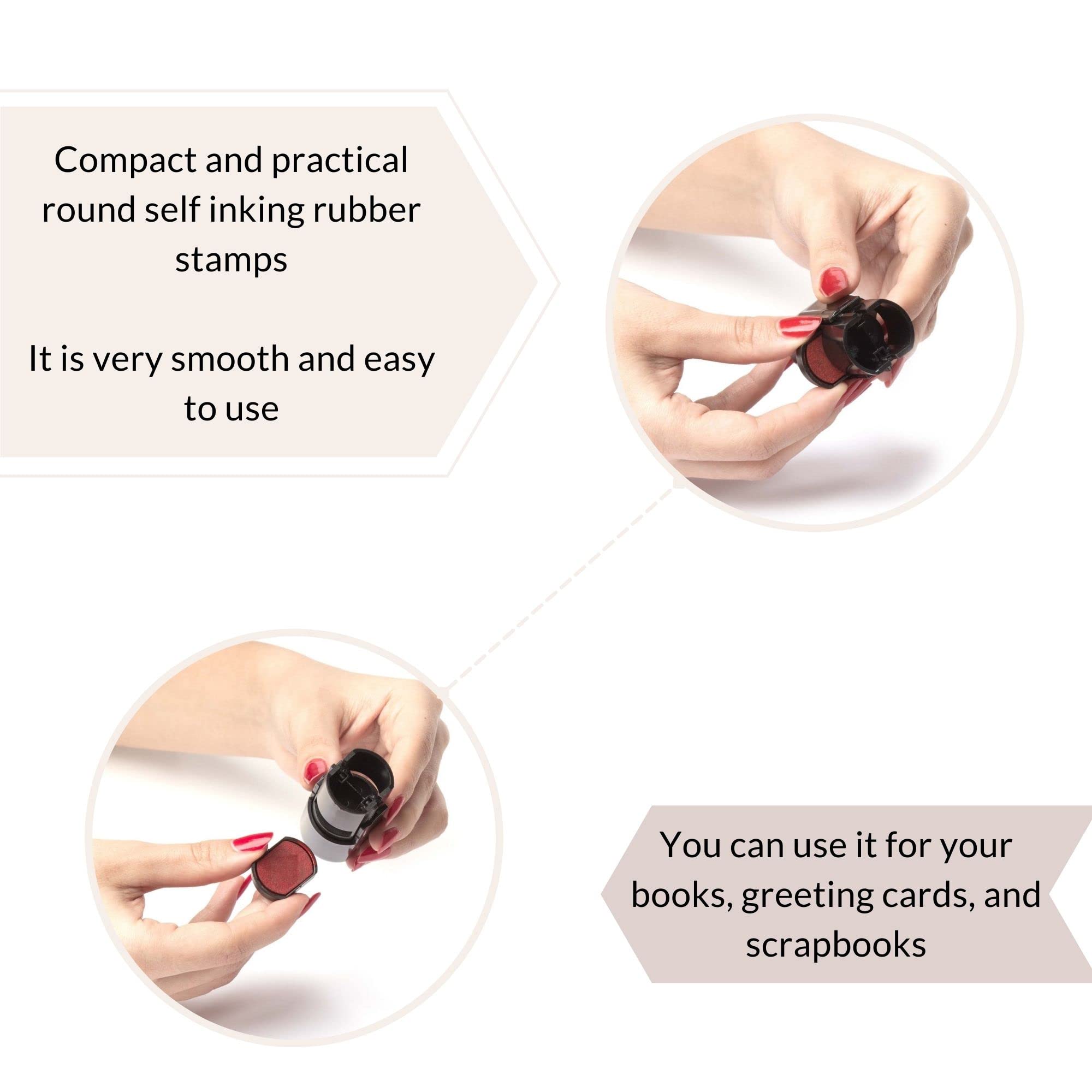 Round Self Inking Rubber Stamps, Copy, Entered, Late, Posted, OK Phrase in Circle Stamper with Vibrant Red Ink (OK)