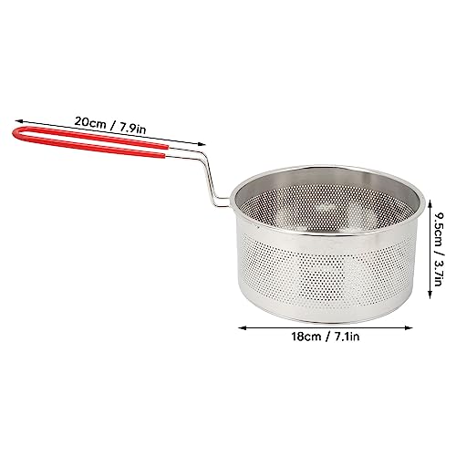 Round Stainless Steel Deep Fryer Basket Fry Baskets with Handle for French Fries Onion Rings and Chicken (Medium 18CM)