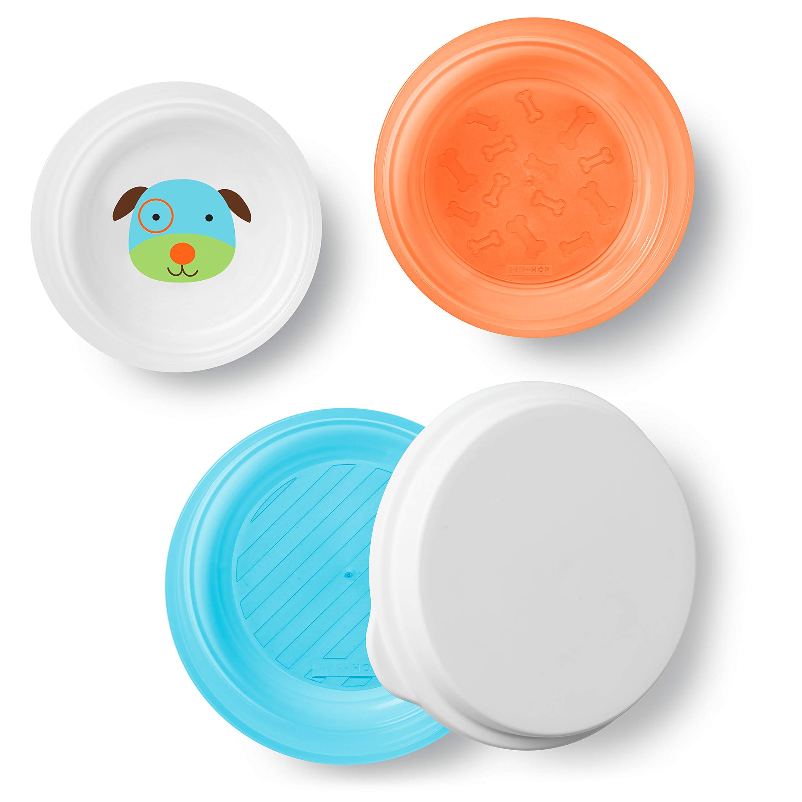 Skip Hop Non-Slip Baby Bowls, Zoo Smart Serve, 3 Pack Bowls & 1 Lid, Dog