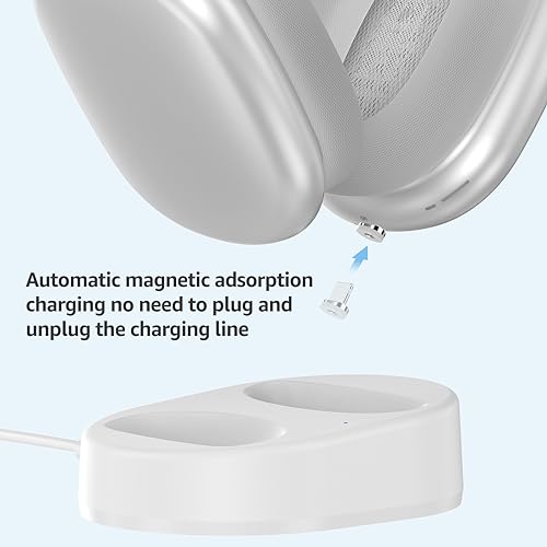 ROUNKIN Headphone Charging Stand for AirPods Max,Magnetic Stand,Protable Desktop Headset Holder, Gaming Headset Stand, Charging Base for Headphones,Designed for AirPods Max (White)