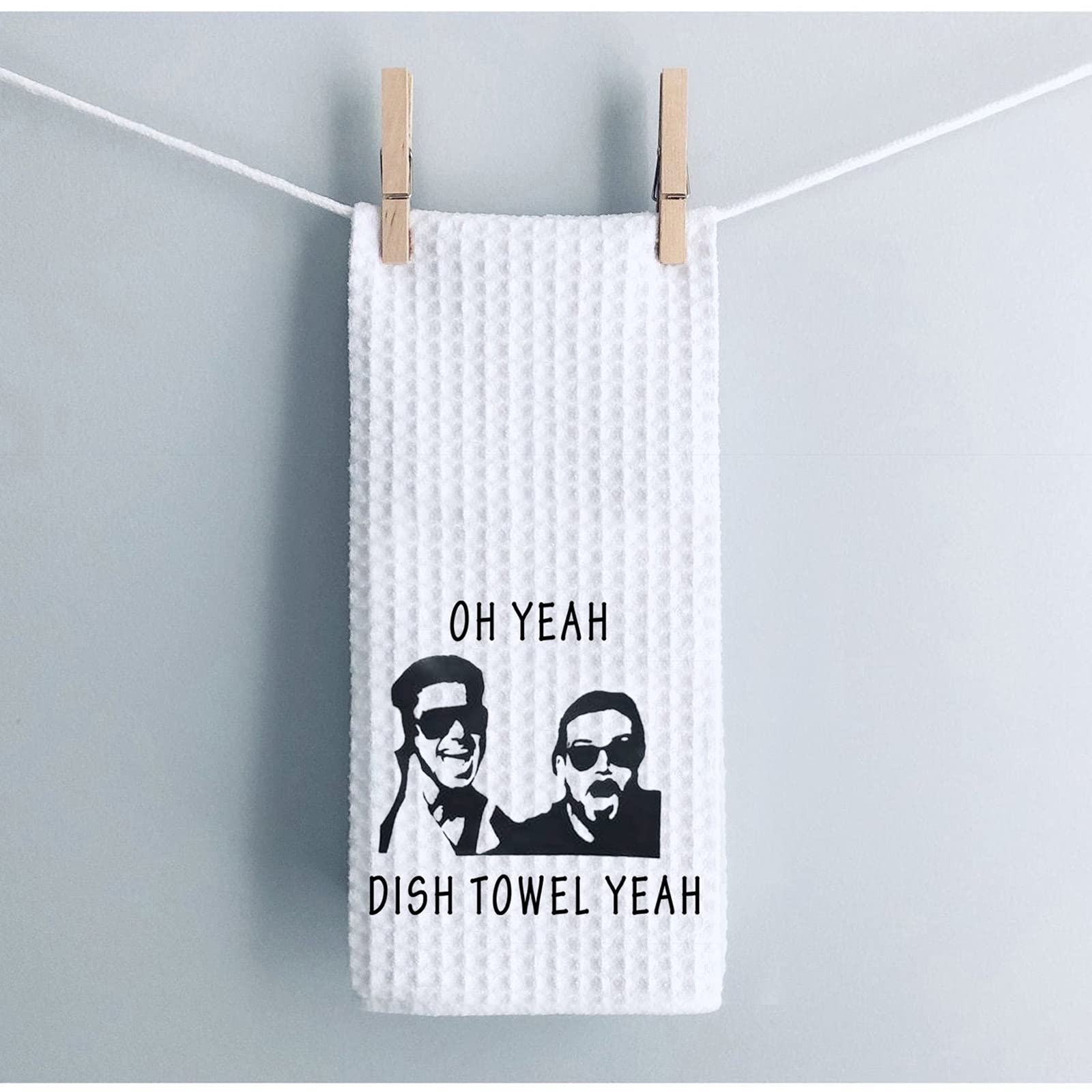 WCGXKO Funny Music Pun Decorative Flour Sack Dish Towel Oh Yeah Dish Towel Yeah Kitchen Towels Tea Towel (Dish Towel Yeah)