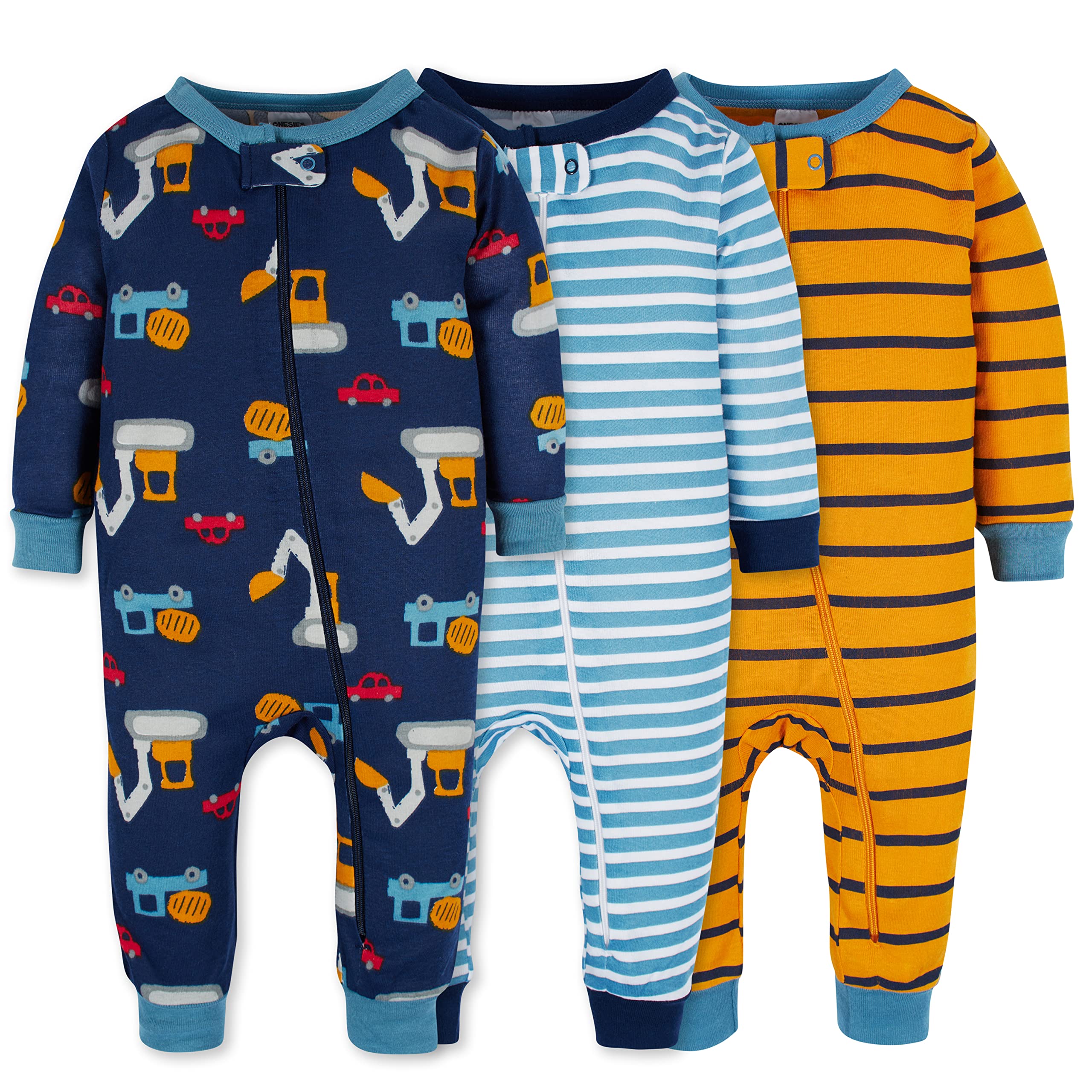 Onesies Brand Baby Boy's 3-Pack Snug Fit One-Piece Cotton Pajamas, Truck, 9 Months