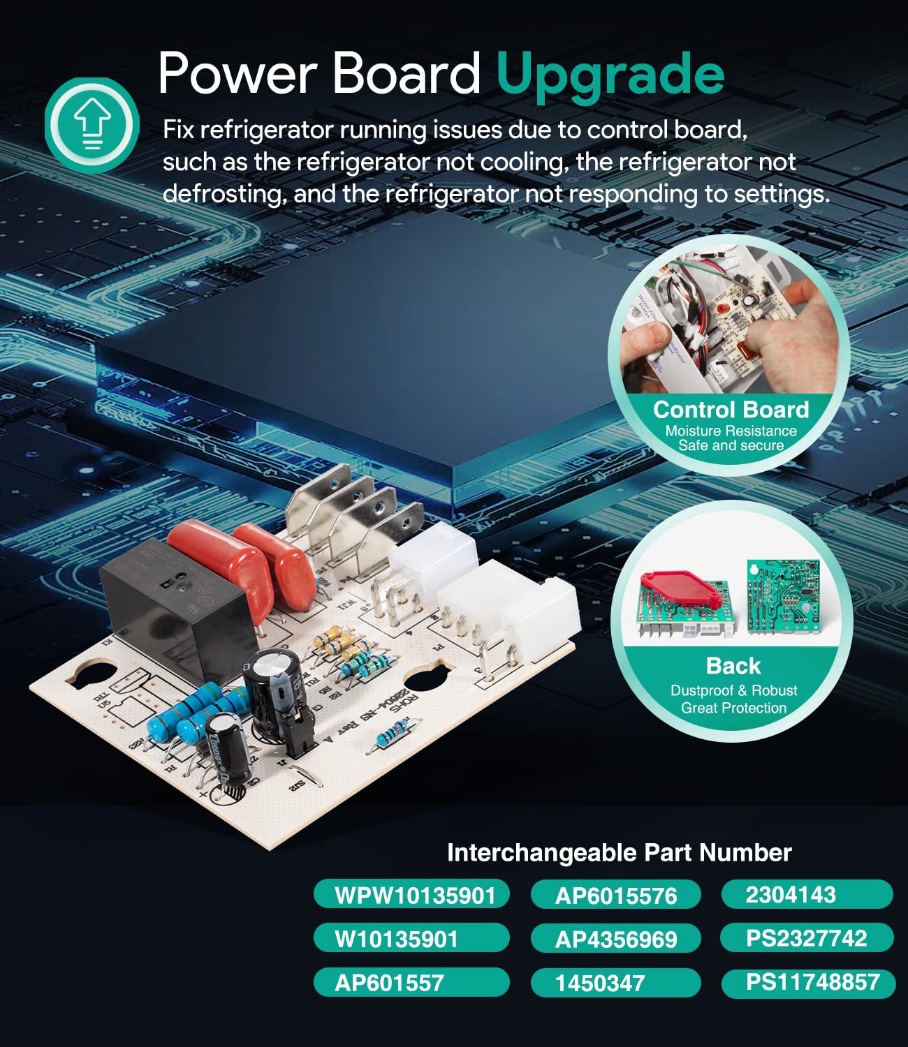 W10135901 Refrigerator Control Board Replacement for Whirlpool W10135901 AP6015576 PS11748857 WPW10135901