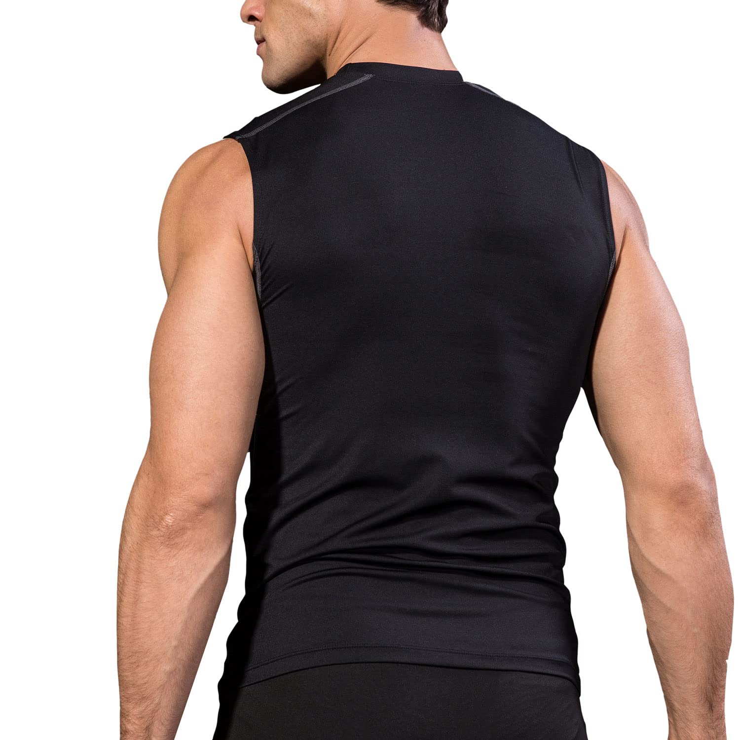 Odoland 5 Pack Mens Dry Fit Tank Tops, Compression Sleeveless shirts, Athletic Workout Muscle Gym Undershirts, Black/Black/White/White/White, XL