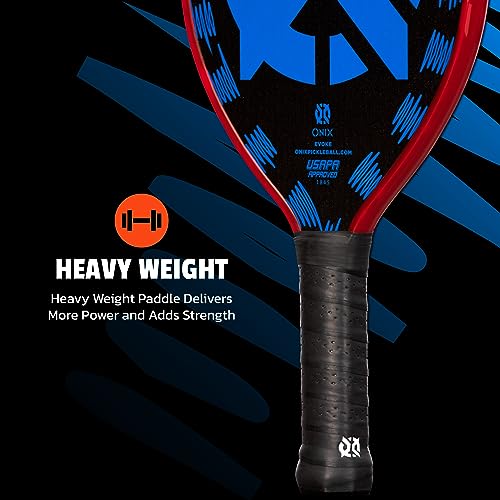 Onix Graphite Evoke Tear Drop Pickleball Paddle Features Tear Drop Shape, Polypropylene Core, and Graphite Face, Blue
