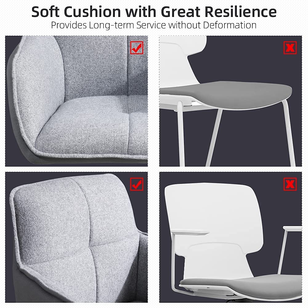 Rotatable Ergonomic Computer Desk Chair with Armrests Upholstered Seat Reception Sofa Armchair for Living Room Lounge Restaurant Office Study Chair(Grey)