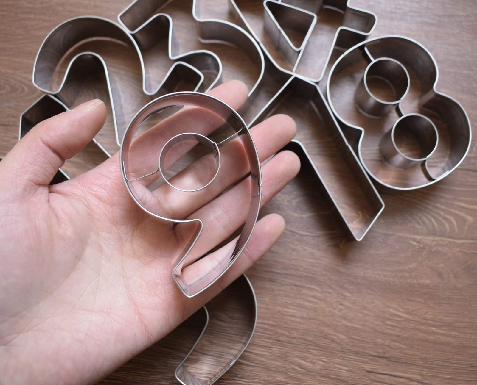 Xoutuo 9 Pieces 3 inch Large Number Cookie Biscuit Cutters 9 Piece Set, Stainless Steel Numbers Cutter Kitchen Baking Tool for Spelling the Numbers Birthday or Anniversary