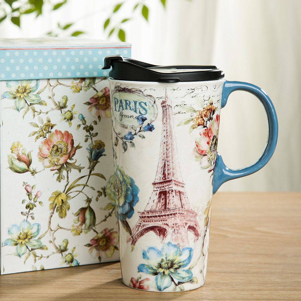 Topadorn 17 oz. Ceramic Travel Mugs and Coffee Cup with Sealed Lid and Color Box