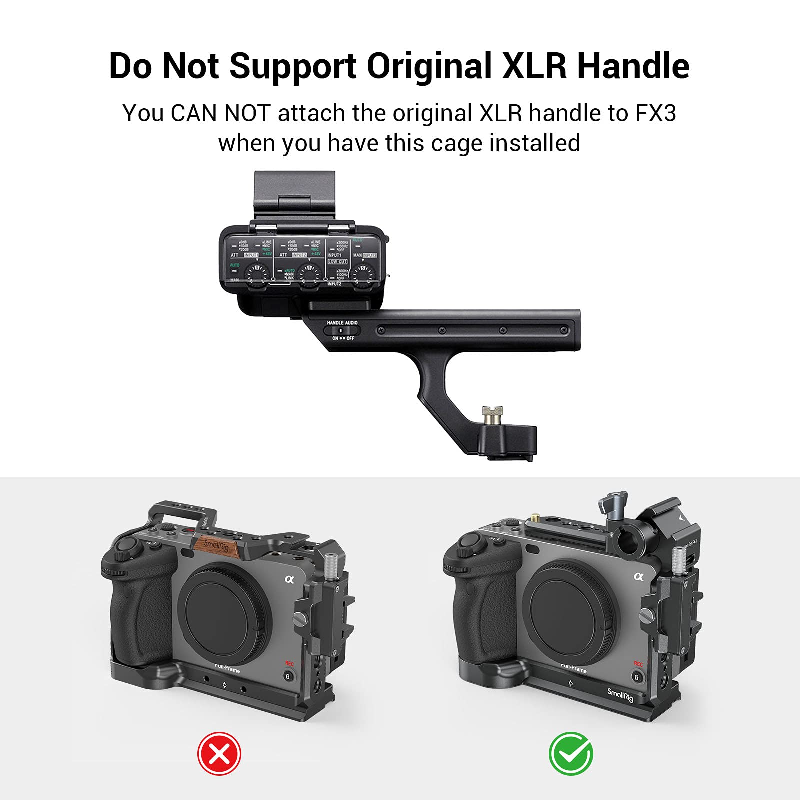 SMALLRIG Full Camera Cage for Sony FX3 (ILME-FX3) / FX30 with Cable Clamp for HDMI, Cold Shoe & NATO Rail - 3277