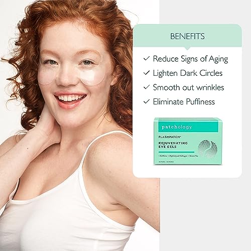 Patchology Rejuvenating Under Eye Gels - Hydrating Eye Mask w/Caffeine, Hydrolyzed Collagen & Centella Asiatica- Under Eye Patches For Dark Circles - Minimize Puffiness & Wrinkle Reducer - 30 Pairs